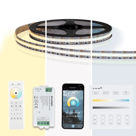Dual white COB ledstrip complete sets - Egale lichtlijn